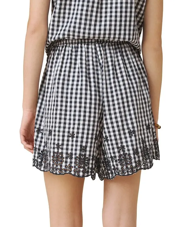 Splendid Gigi Gingham Shorts With Embroidered Hem