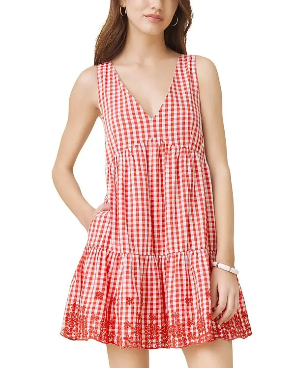 Splendid Tiered Mini Dress With Embroidery - Firework/white