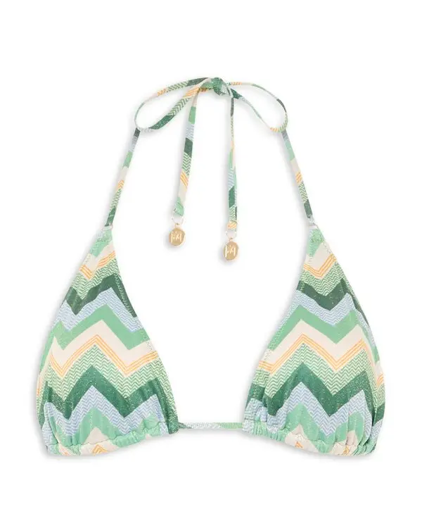 MILLY Metallic Chevron Bikini Top