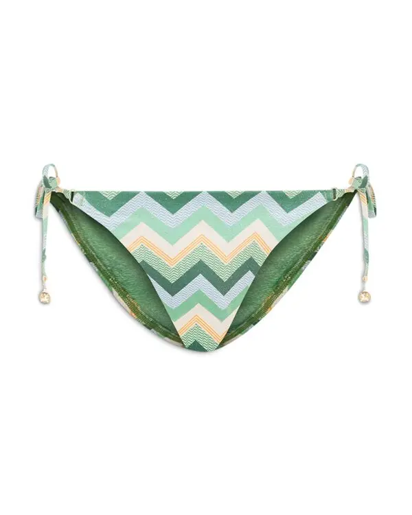MILLY Metallic Chevron Side Tie Bikini Bottom