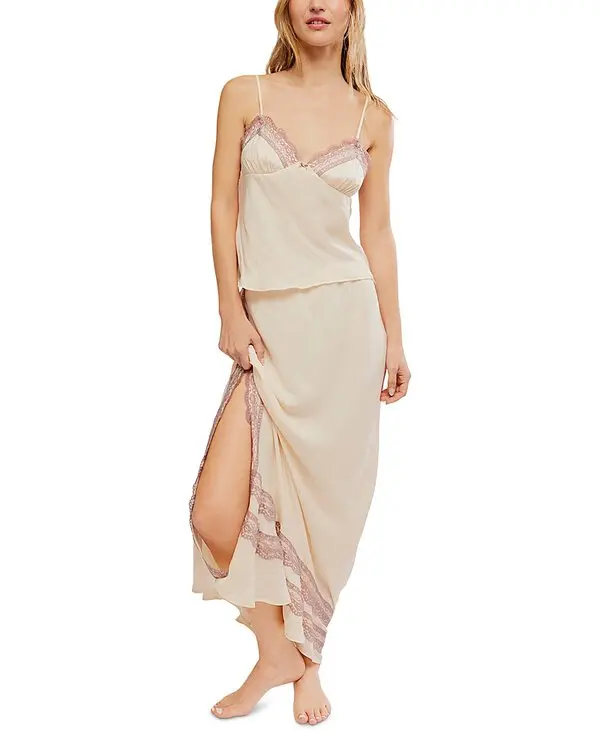 Free People Wish You Were Here Camisole & Skirt Sleepwear Set - Pearled Elderberry