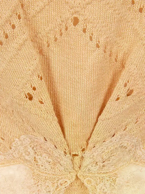 Ermanno Scervino Lace-trimmed Pointelle-knit Sleeveless Top