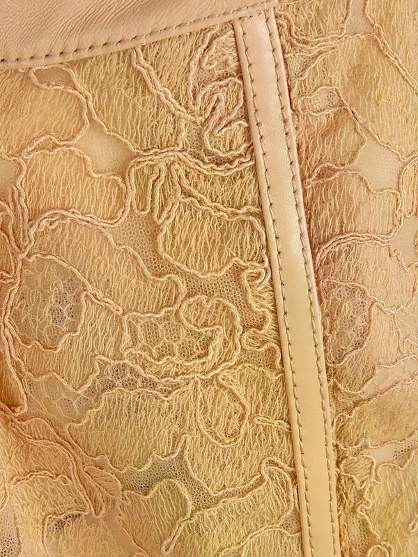 Ermanno Scervino Lace Overlay Leather Trim Shorts