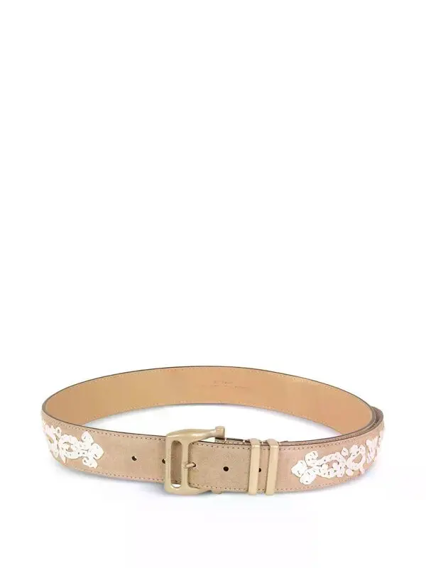 Ermanno Scervino Embroidered Suede Belt - Neutrals