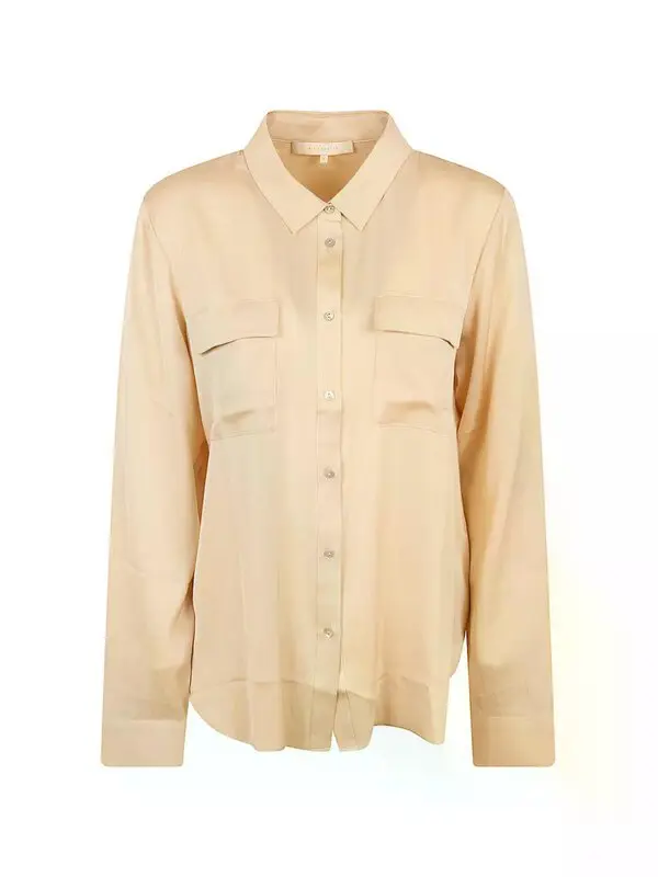 NOUVELLE SILK95FIVE Beige Satin Long-sleeve Shirt