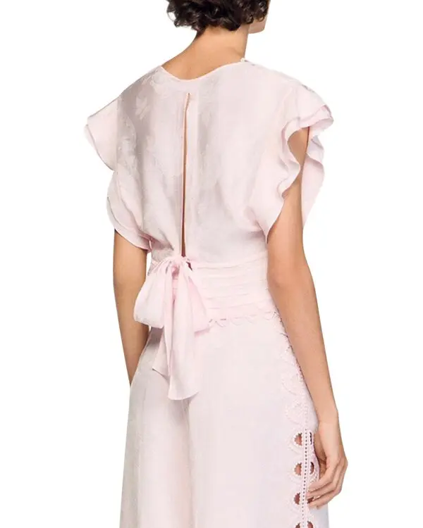 Sandro Floral Jacquard Crop Top