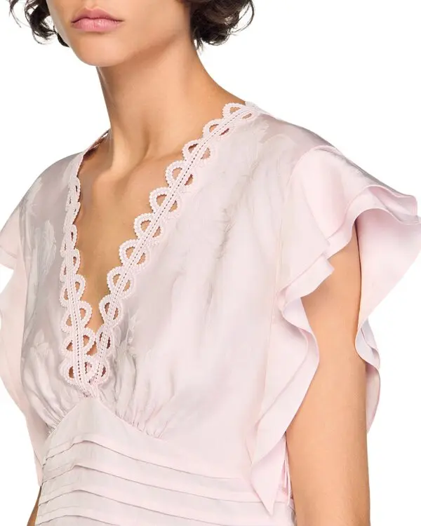Sandro Floral Jacquard Crop Top