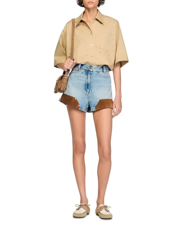 Sandro Embellished Cotton Shirt