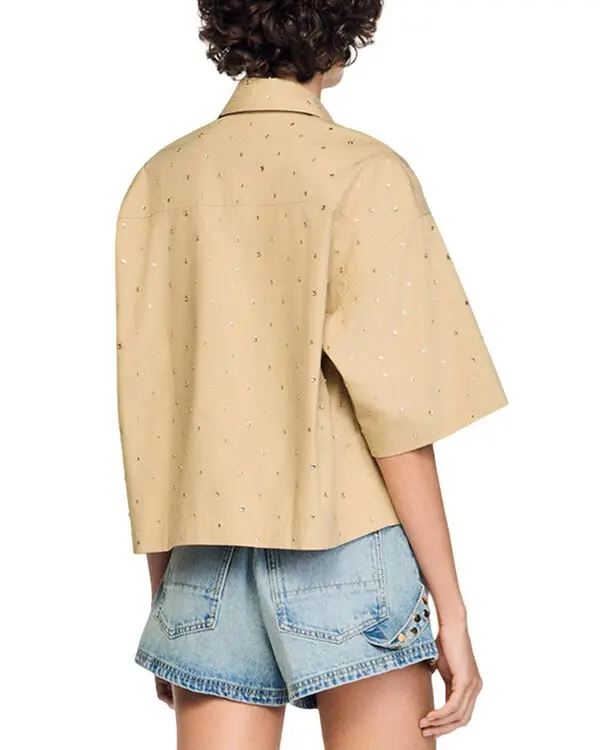 Sandro Embellished Cotton Shirt