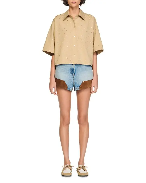 Sandro Embellished Cotton Shirt