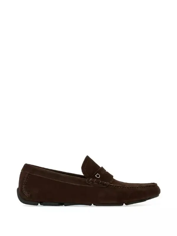 FERRAGAMO Gancini Suede Loafers - Brown
