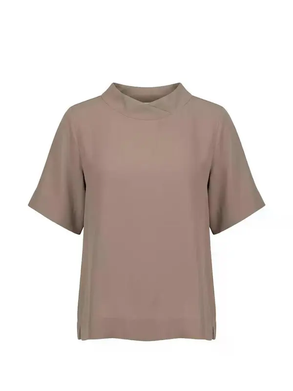Seventy Crossover Neck Short Sleeve Blouse - Brown