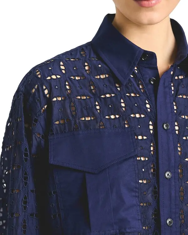Derek Lam 10 Crosby Cropped Embroidered Shirt