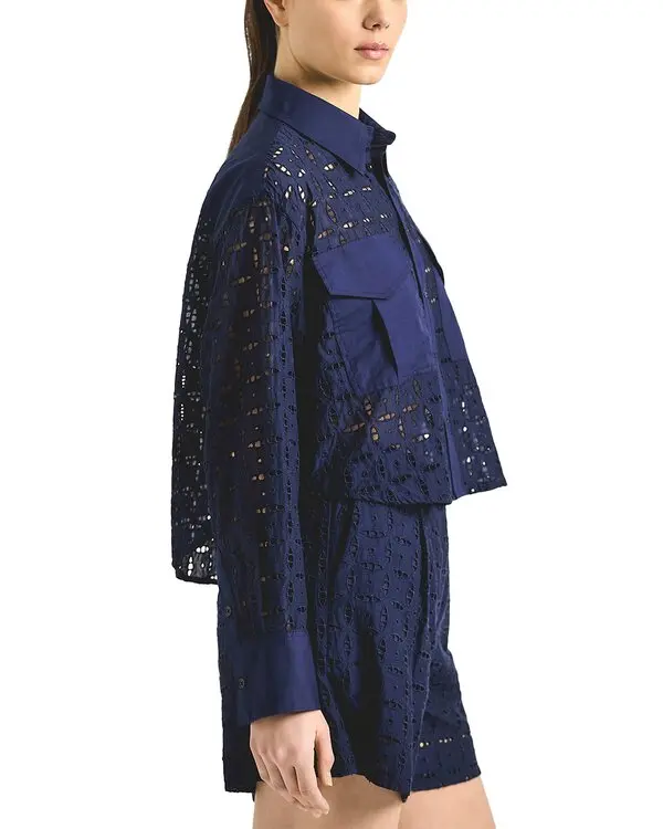 Derek Lam 10 Crosby Cropped Embroidered Shirt