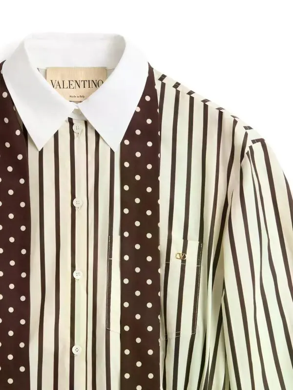 Valentino Garavani Printed Striped Poplin Shirt Dress - Neutrals