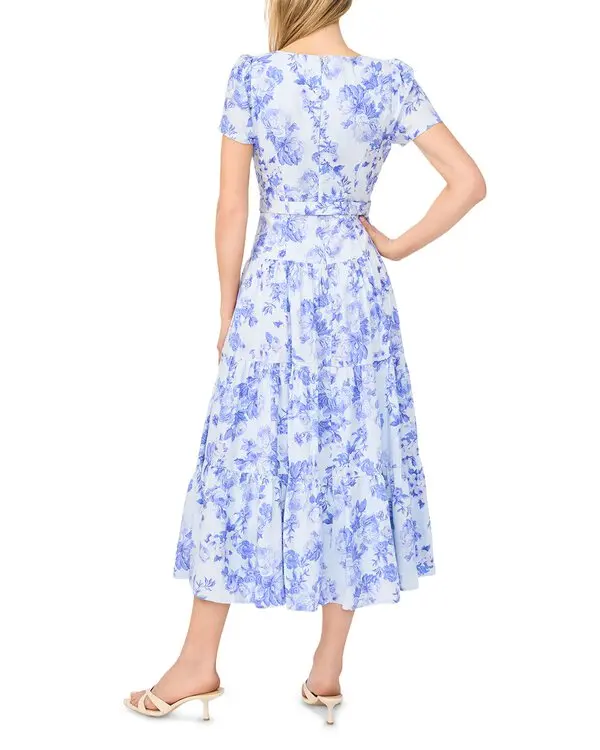 CECE DUPRAZ Short Sleeve Floral Print Midi Dress