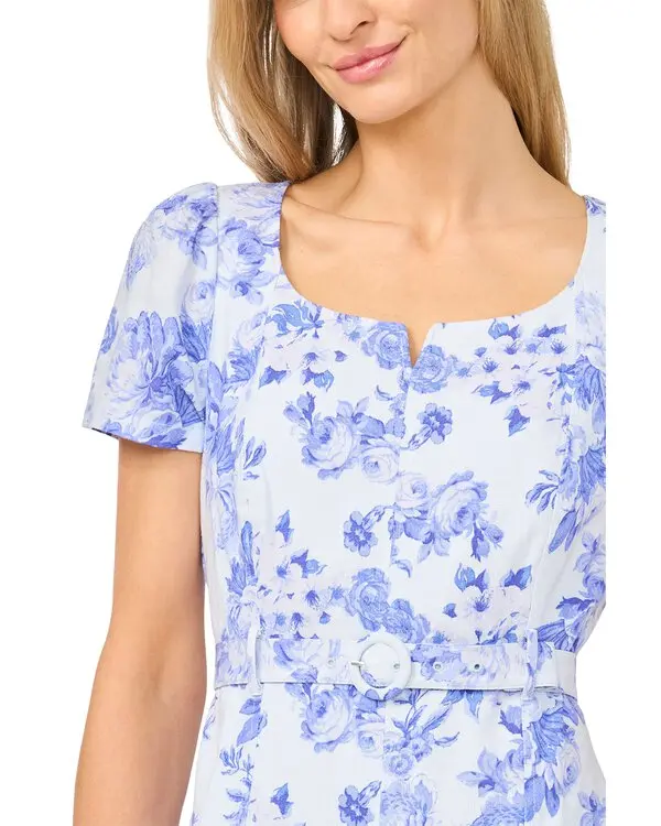 CECE DUPRAZ Short Sleeve Floral Print Midi Dress