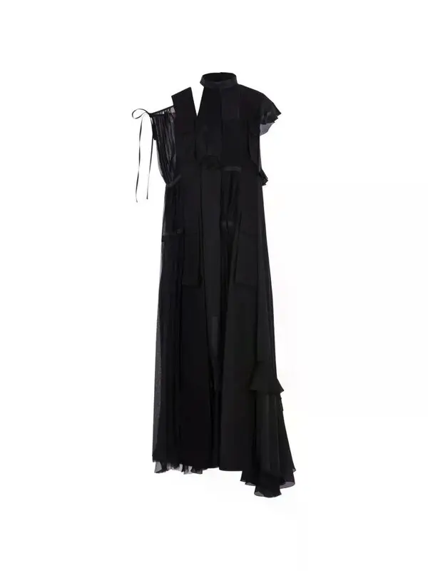 Sacai Asymmetrical Ruffled Dress - Black