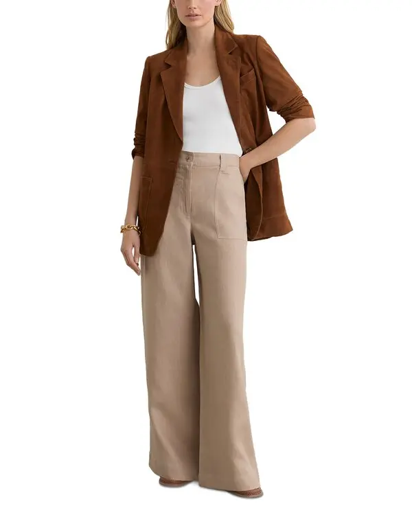 REISS Petites Ashby Linen Wide Leg Pants