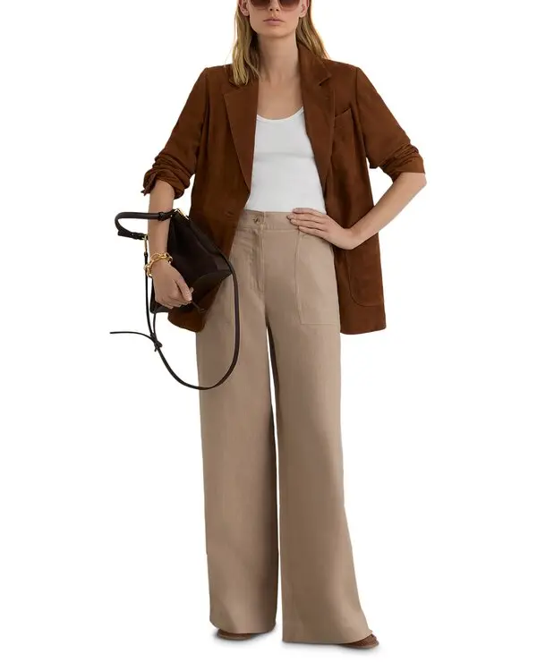 REISS Petites Ashby Linen Wide Leg Pants