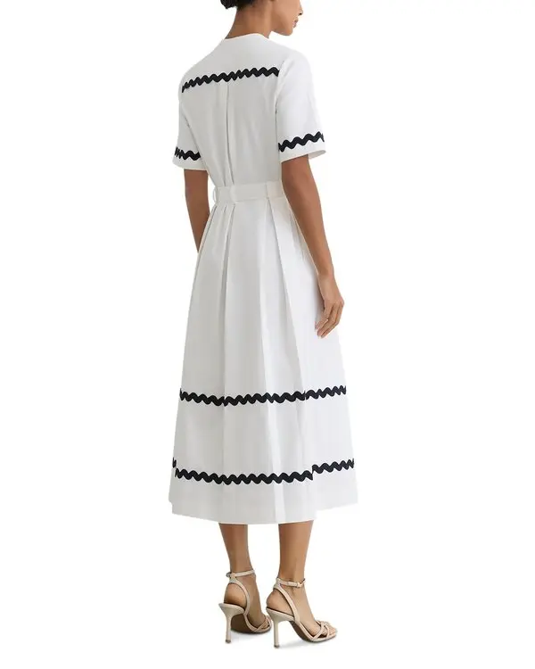 REISS Isabelle Rick Rack Trim Midi Dress