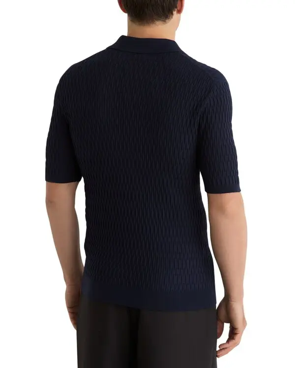 REISS Era Short Sleeve Textured Sweater Polo - Navy