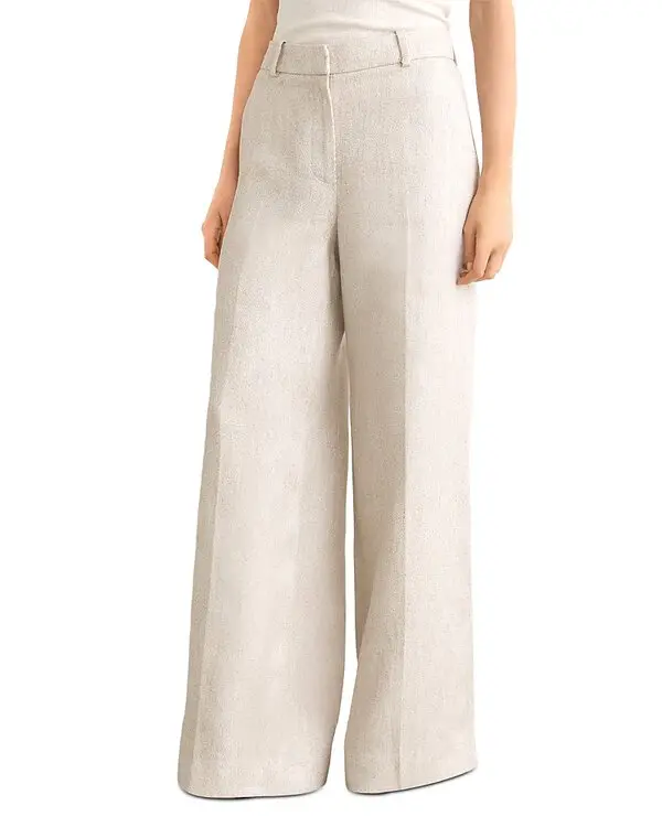REISS Nolan Wide Leg Linen Blend Pants