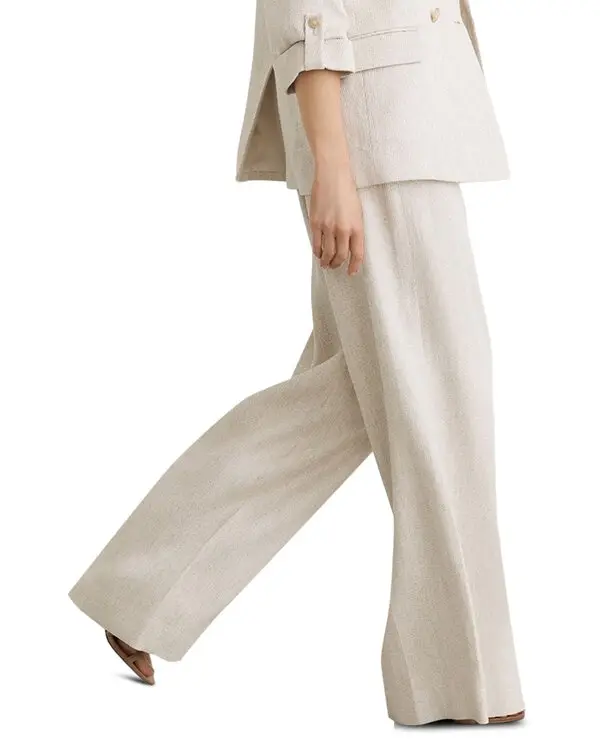 REISS Nolan Wide Leg Linen Blend Pants