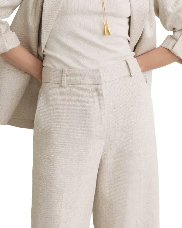 REISS Nolan Wide Leg Linen Blend Pants