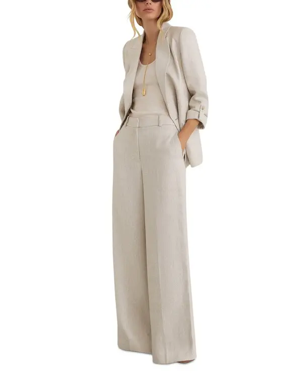 REISS Nolan Wide Leg Linen Blend Pants