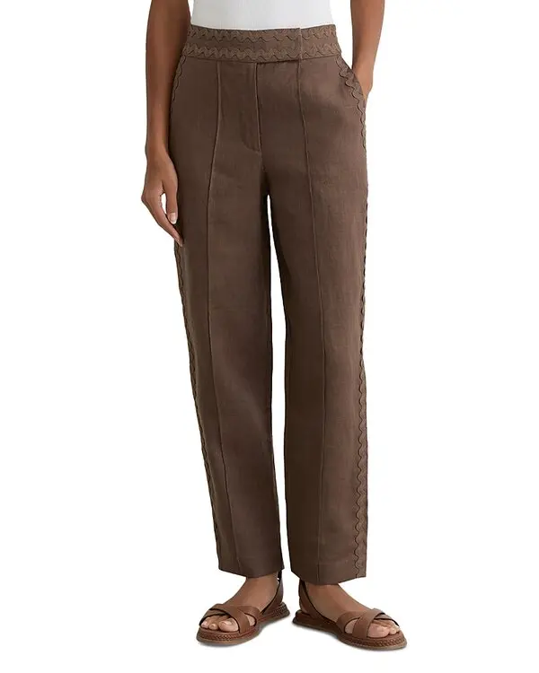 REISS Mila Tapered Trousers Linen