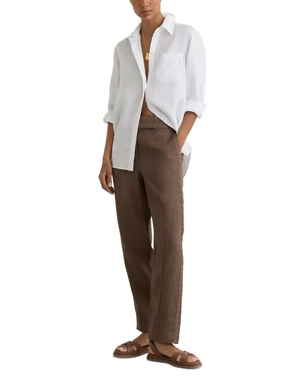 REISS Mila Tapered Trousers Linen
