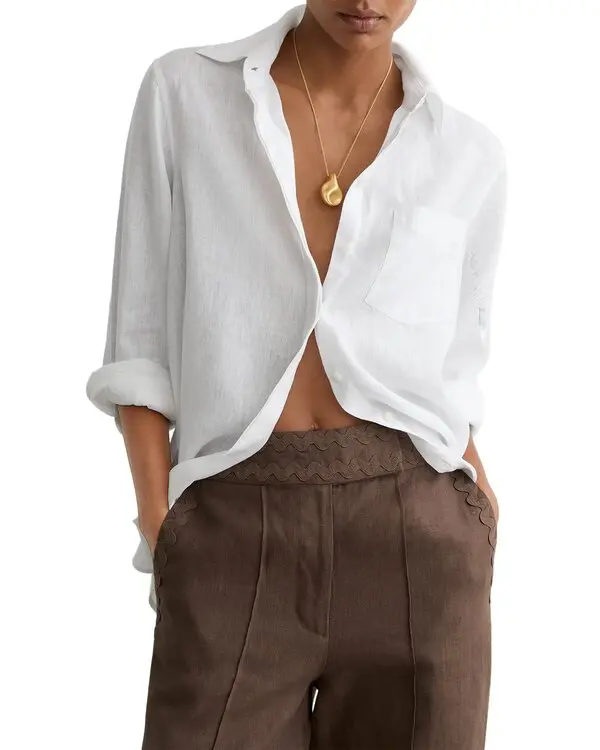 REISS Mila Tapered Trousers Linen