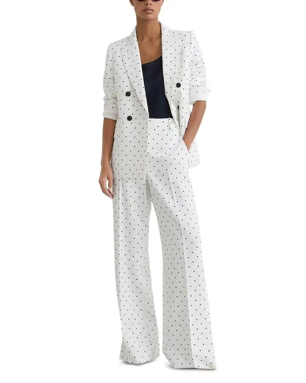 REISS Petite Beatrix Polka Dot Wide Leg Pants