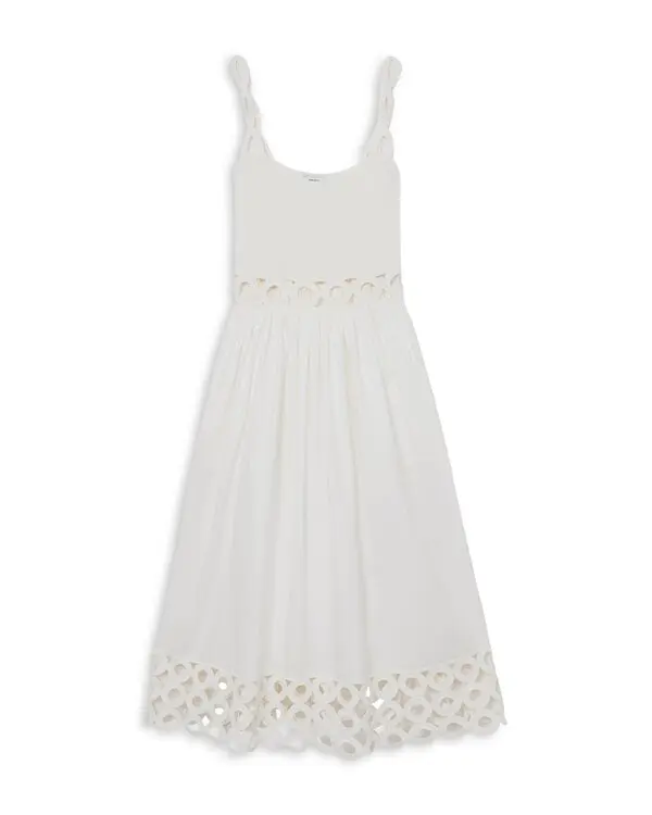 REISS Rita Knit Woven Midi Dress - Ivory
