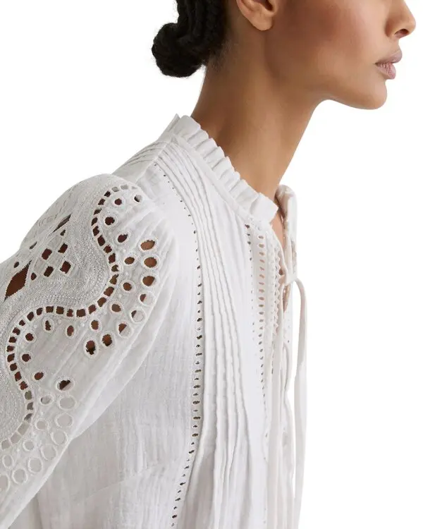 REISS Gia Cheesecloth Resort Dress With Eyelet Detailing