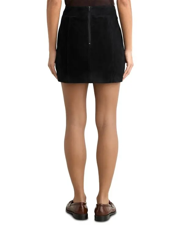 REISS Vida Suede Patch Pocket Mini Skirt - Navy