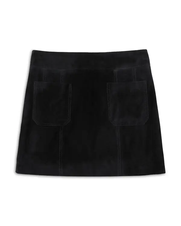 REISS Vida Suede Patch Pocket Mini Skirt - Navy