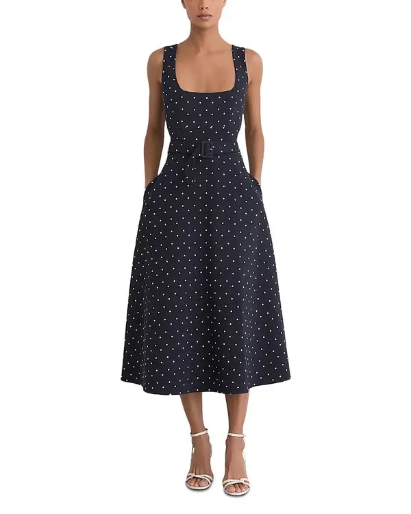 REISS Structured Orielle Polka Dot Dress