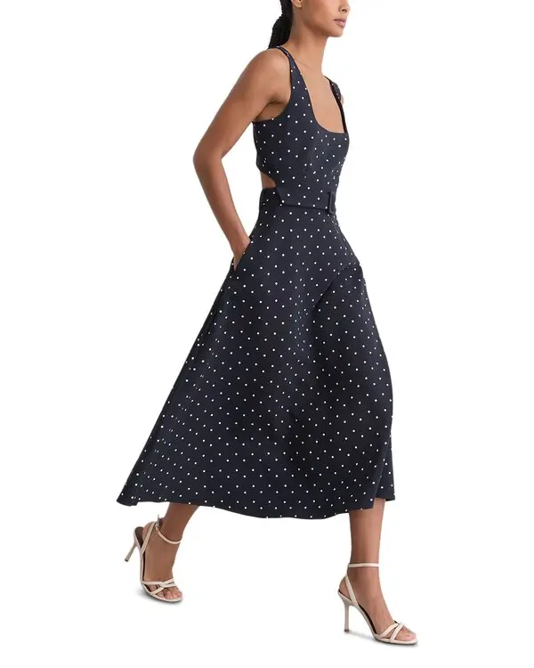 REISS Structured Orielle Polka Dot Dress