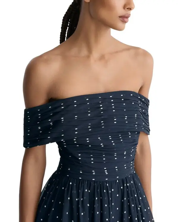 REISS Off-the-shoulder Polka Dot Jumpsuit