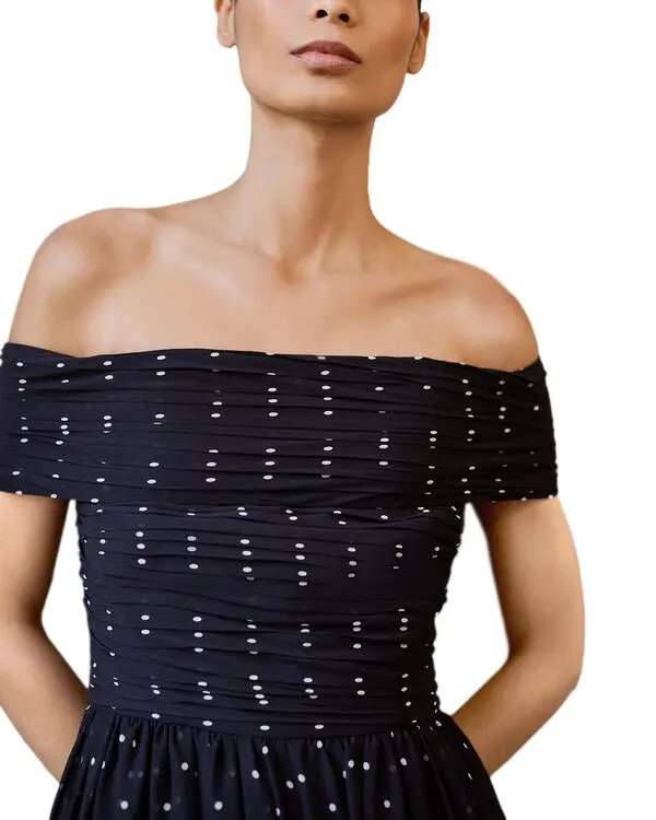 REISS Off-the-shoulder Polka Dot Jumpsuit
