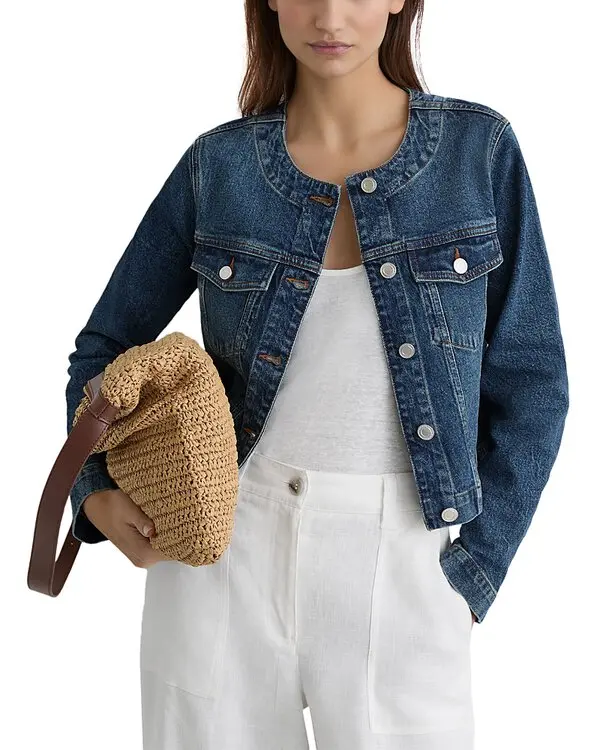 REISS Medora Denim Jacket - Mid Blue