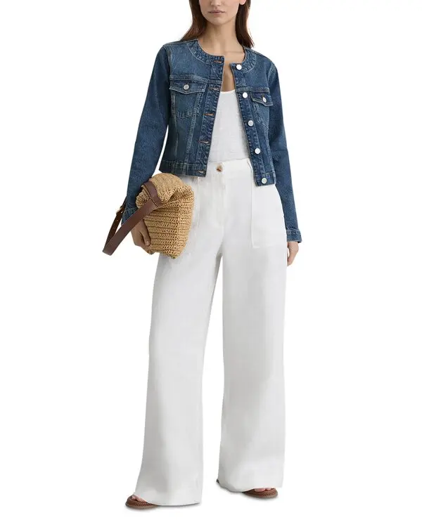 REISS Medora Denim Jacket - Mid Blue