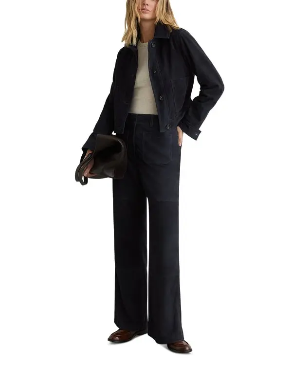 REISS Priya High Rise Suede Pants