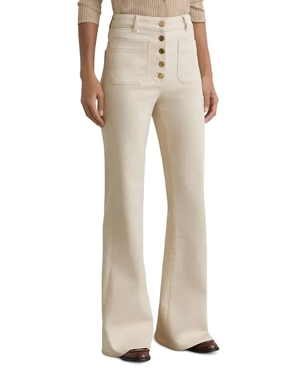 REISS Cali Mid Rise Flare Leg Jeans - Ecru