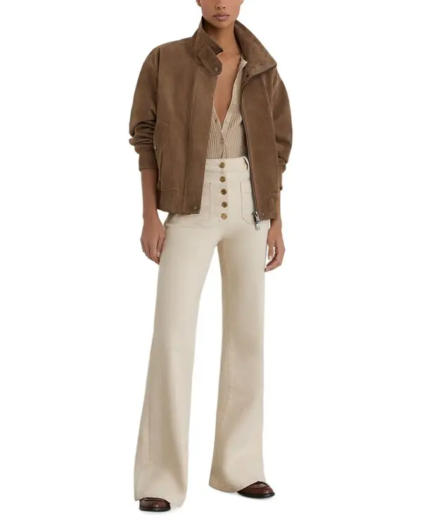 REISS Cali Mid Rise Flare Leg Jeans - Ecru