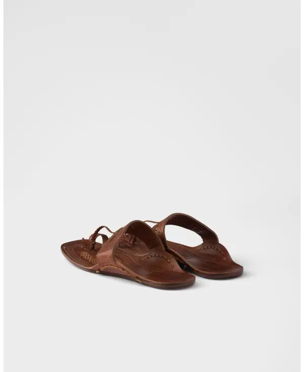 Prada Leather Kolhapuri Sandals
