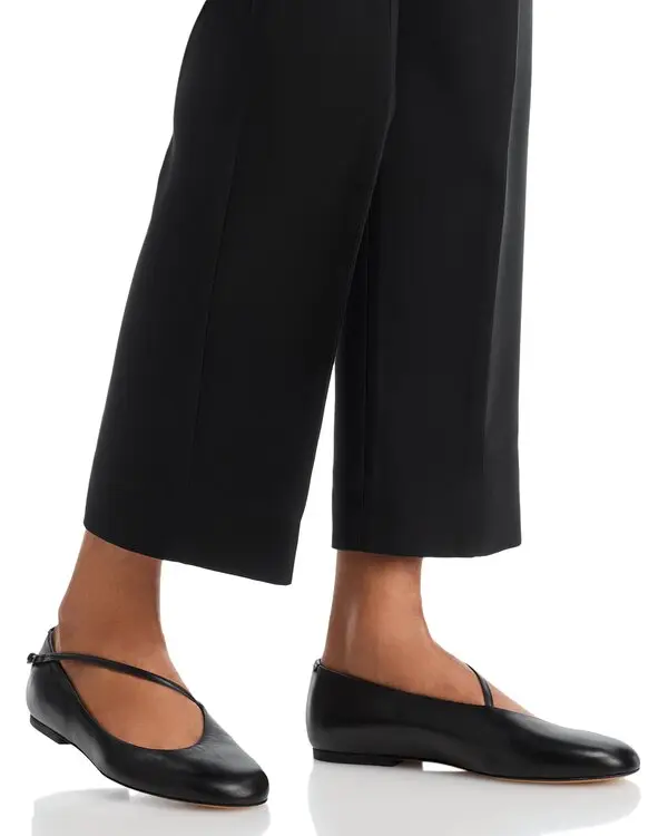 JIL SANDER Elyss Leather Ballerina Flats - Black
