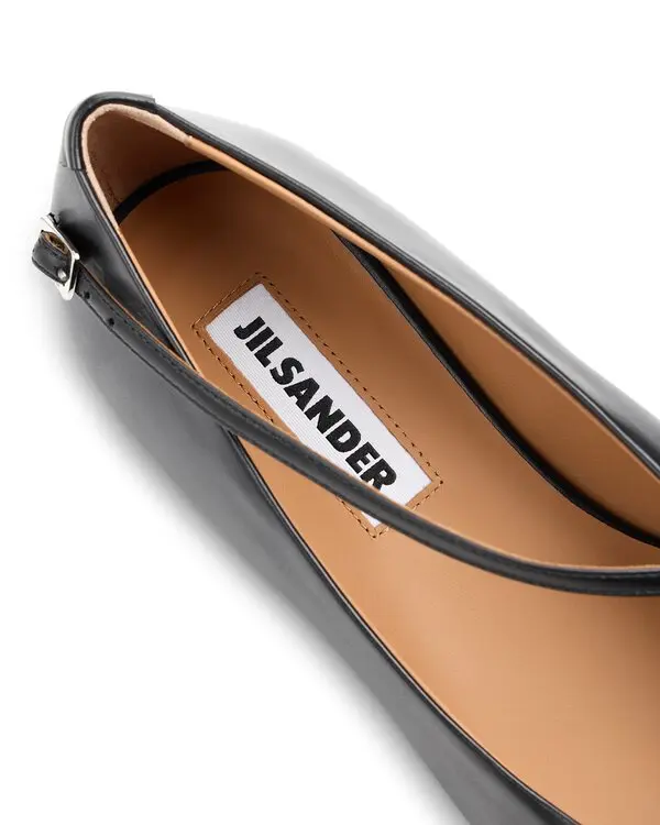 JIL SANDER Elyss Leather Ballerina Flats - Black